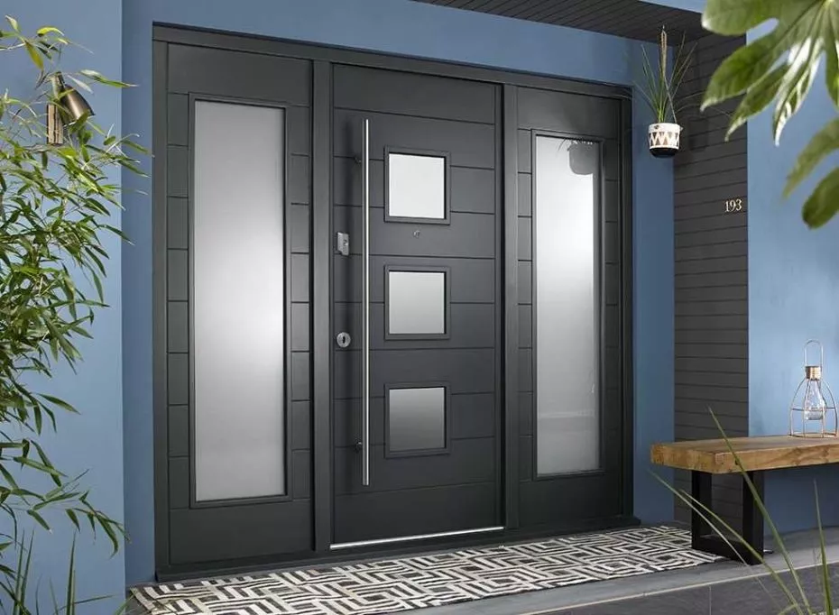 Double front doors with glass store