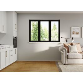 Black aluminium Triple flush casement window 1770mm x 1200mm
