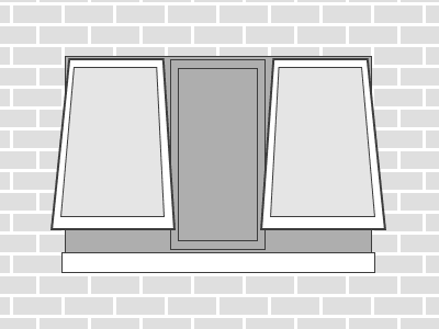 Black aluminium Triple casement window 1770mm x 1200mm