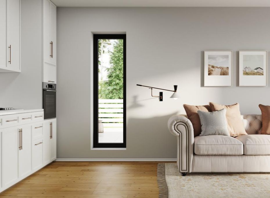 Black aluminium fixed flush casement window 630mm x 2100mm