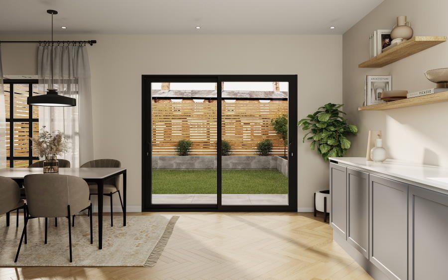 Supreme 2.7m (approx 9ft) Grey Sliding Door - Double Glazed